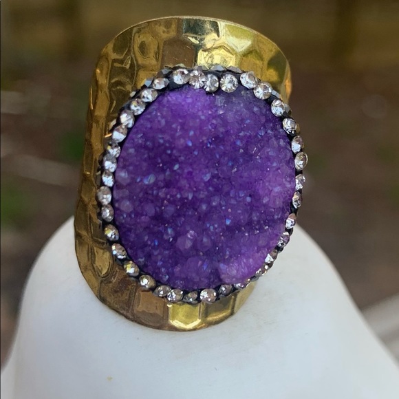 Jewelry | Purple Drusy Light Weight Open Back Ring | Poshmark
